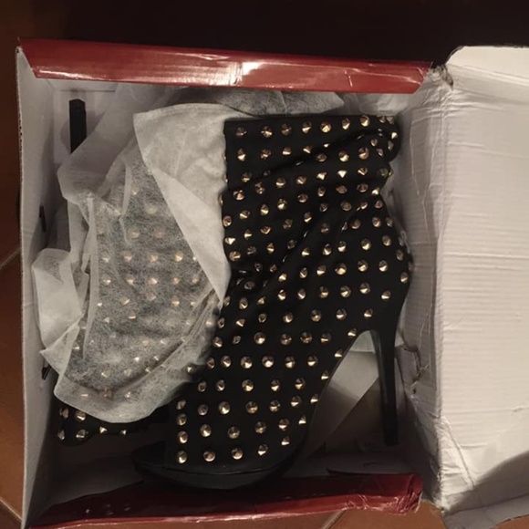 Shoes | Copy Gold Studded Platform Booties | Poshmark